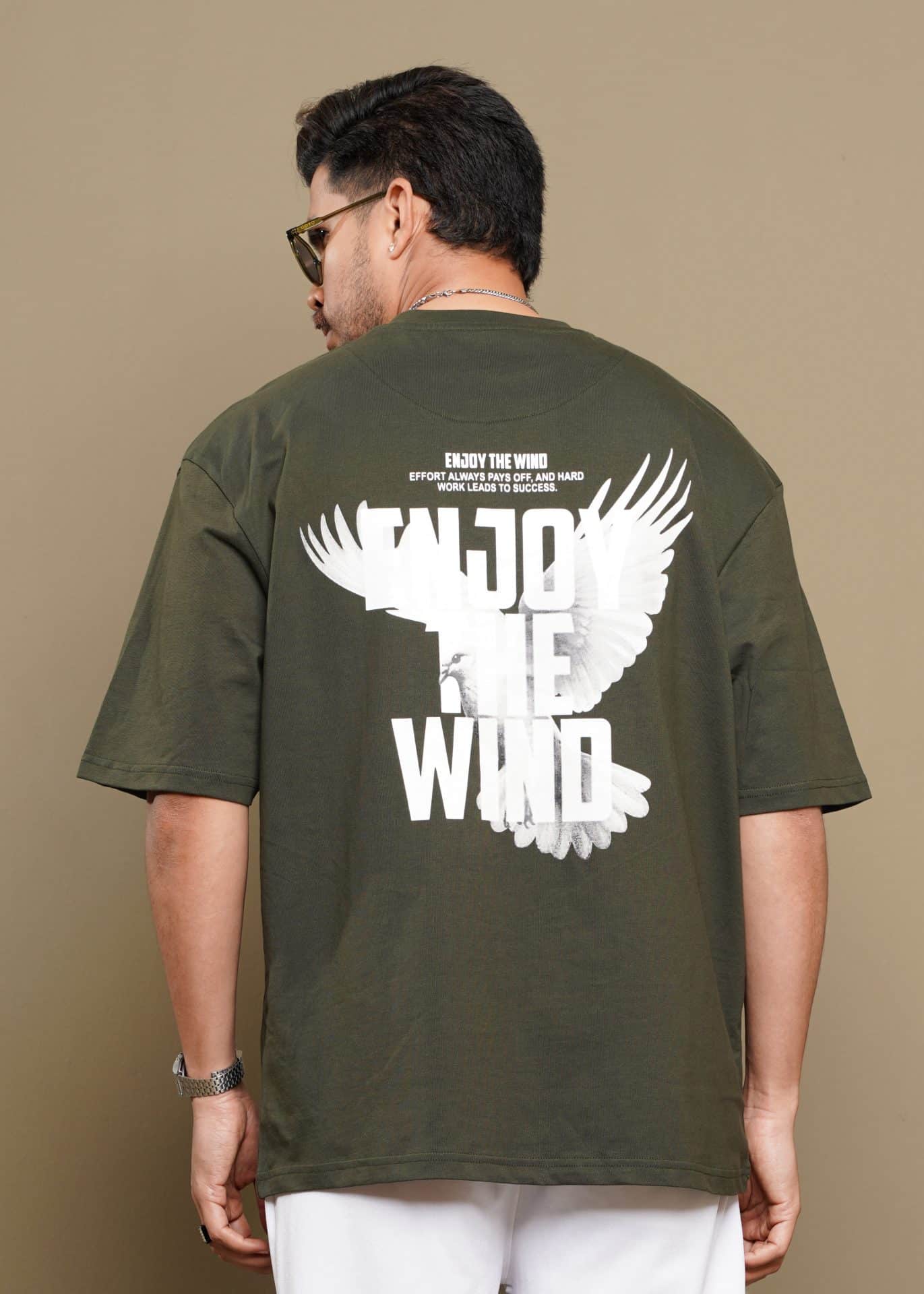 Enjoy The Wind Oversized Tees (olive) | COMMANDO BD